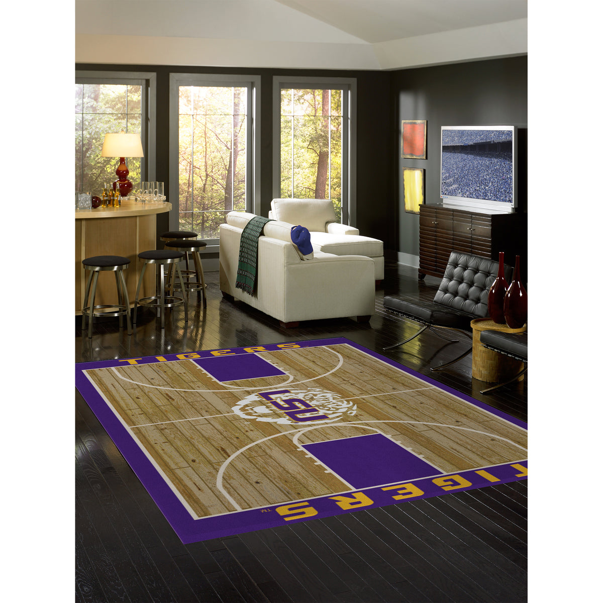 LSU Tigers Courtside Rug – Man Cave Gamez