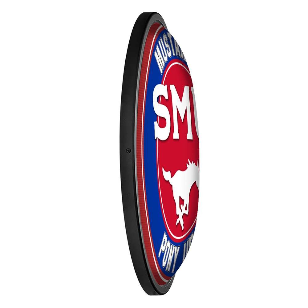 SMU Mustangs: PONY UP - Round Slimline Lighted Wall Sign - The Fan ...